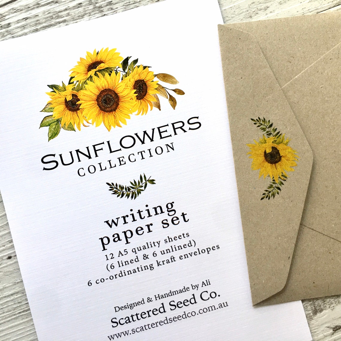 SUNFLOWERS Collection Writing Paper Set Pot Plants Themed | Etsy