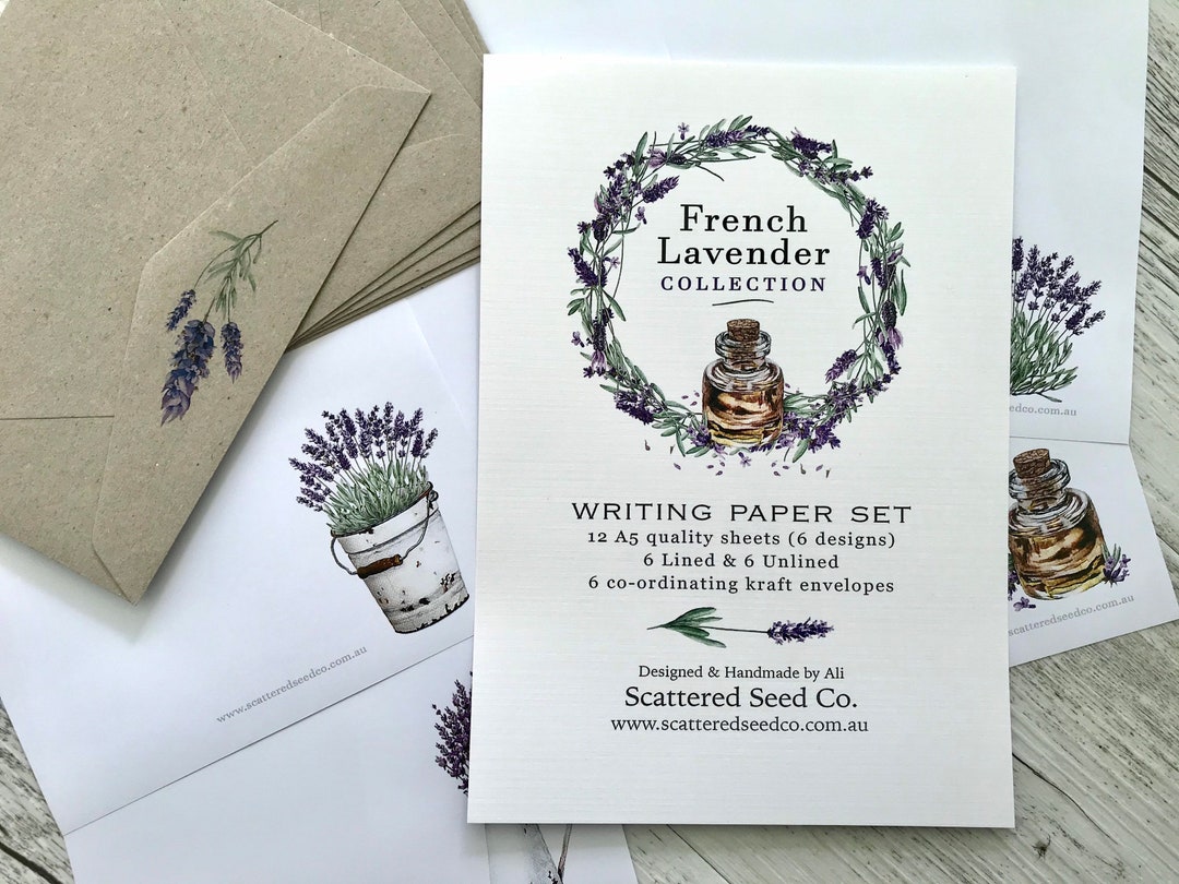 FRENCH LAVENDER Collection Writing Paper Set Lavender Themed Notepaper ...