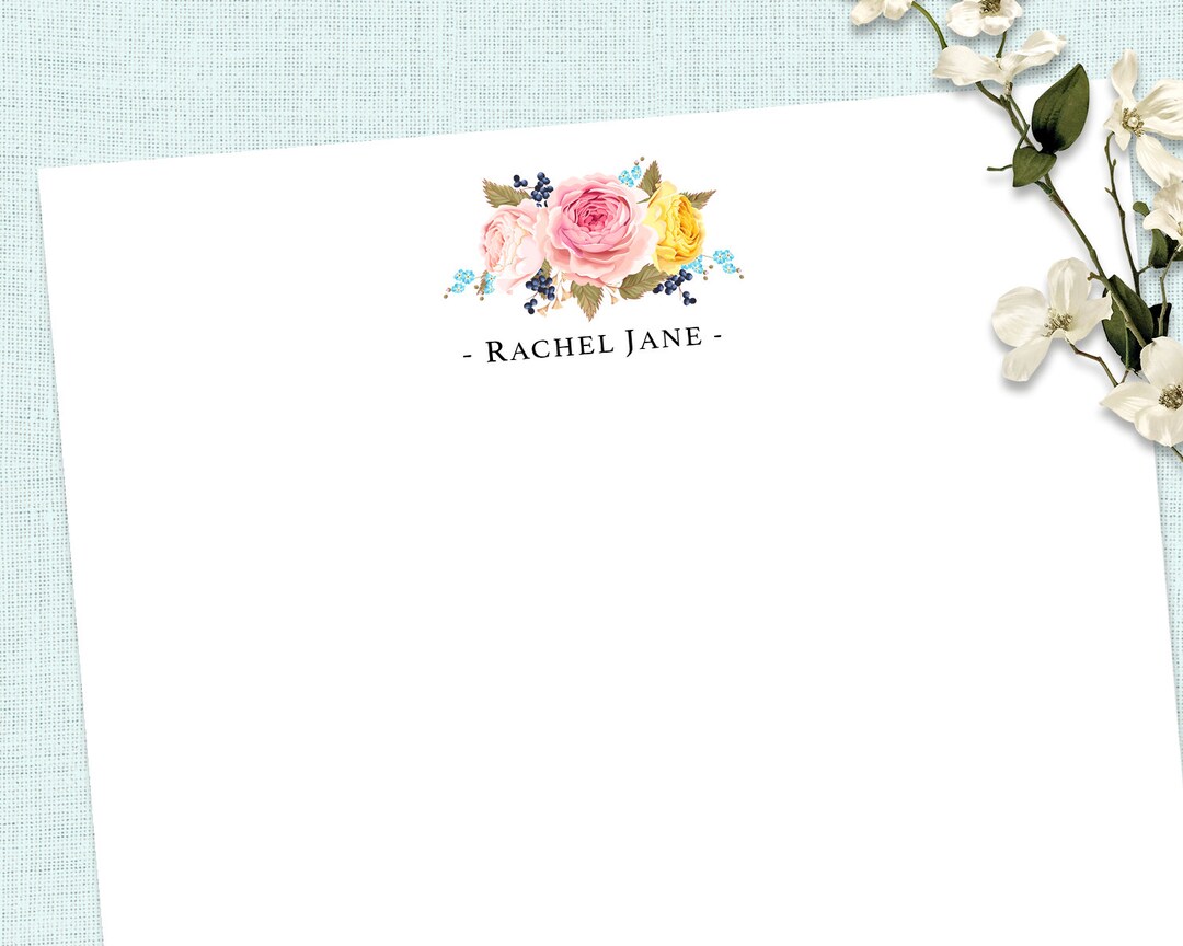 Personalised Writing Paper Set - VINTAGE ROSES - Set of 20 ...