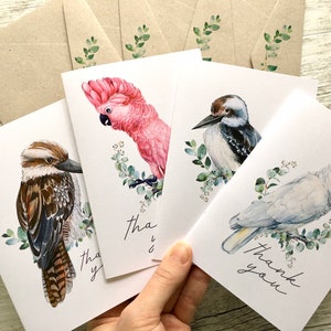 AUSTRALIAN BIRDS Cards - Set of 4 Assorted Aussie Bird Designs Included ...