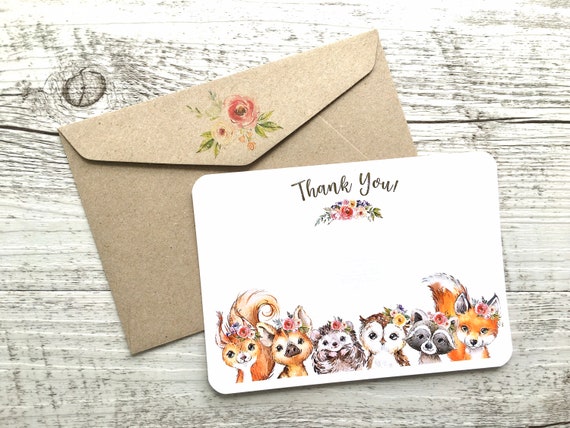 Thank You FOREST FRIENDS Notecards Set Thank You Woodlands - Etsy Australia