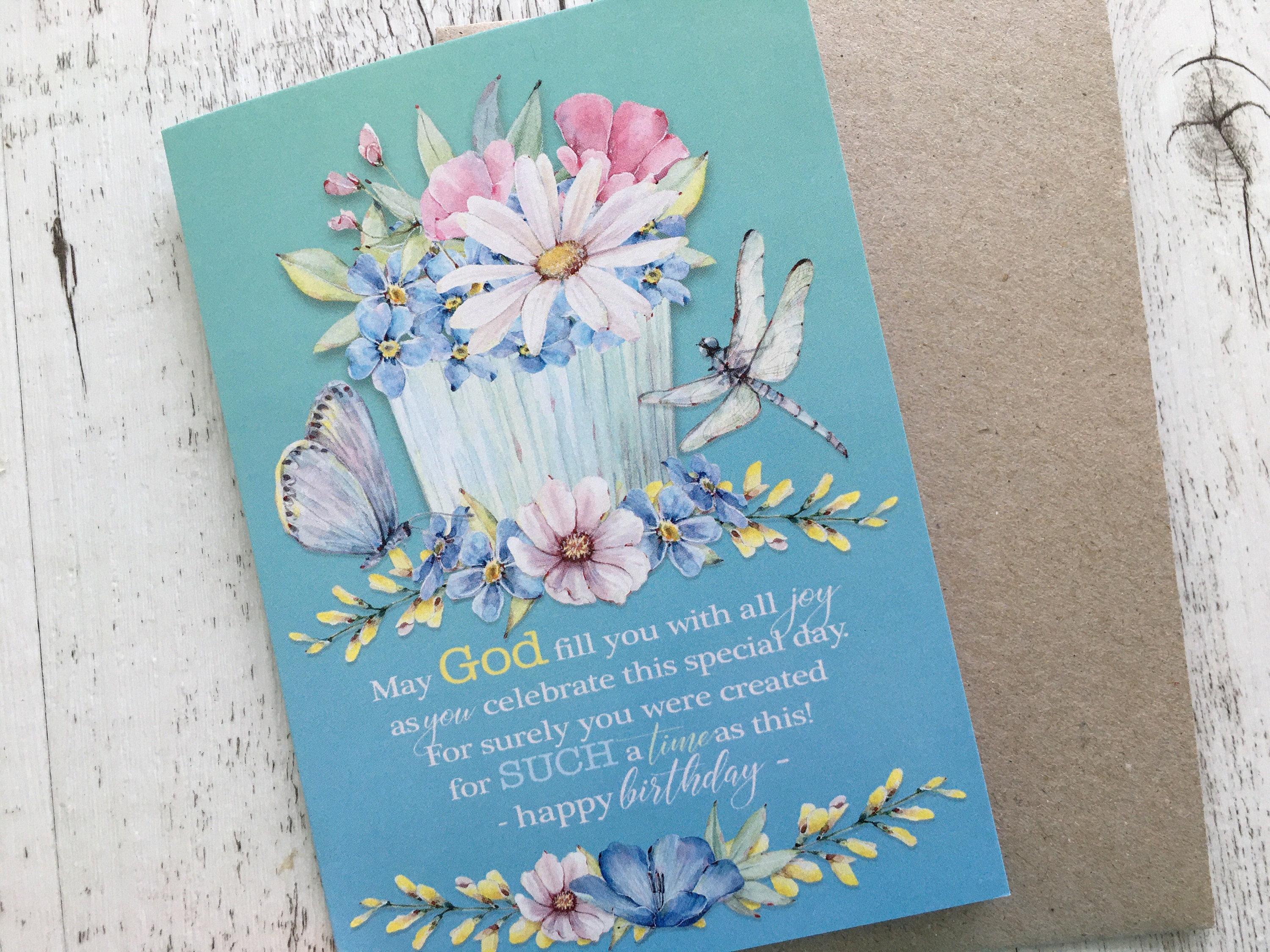 Happy Birthday Christian SPRING GARDEN Card - Regular Size Blank ...