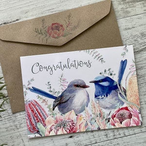 SUPERB FAIRY WREN Congratulations Card - Australian Bird Wedding ...