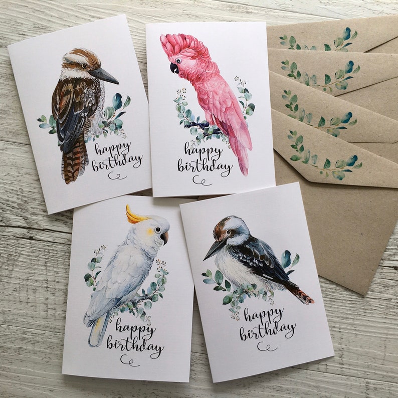 AUSTRALIAN BIRDS Cards Set of 4 Assorted Aussie Bird Designs - Etsy
