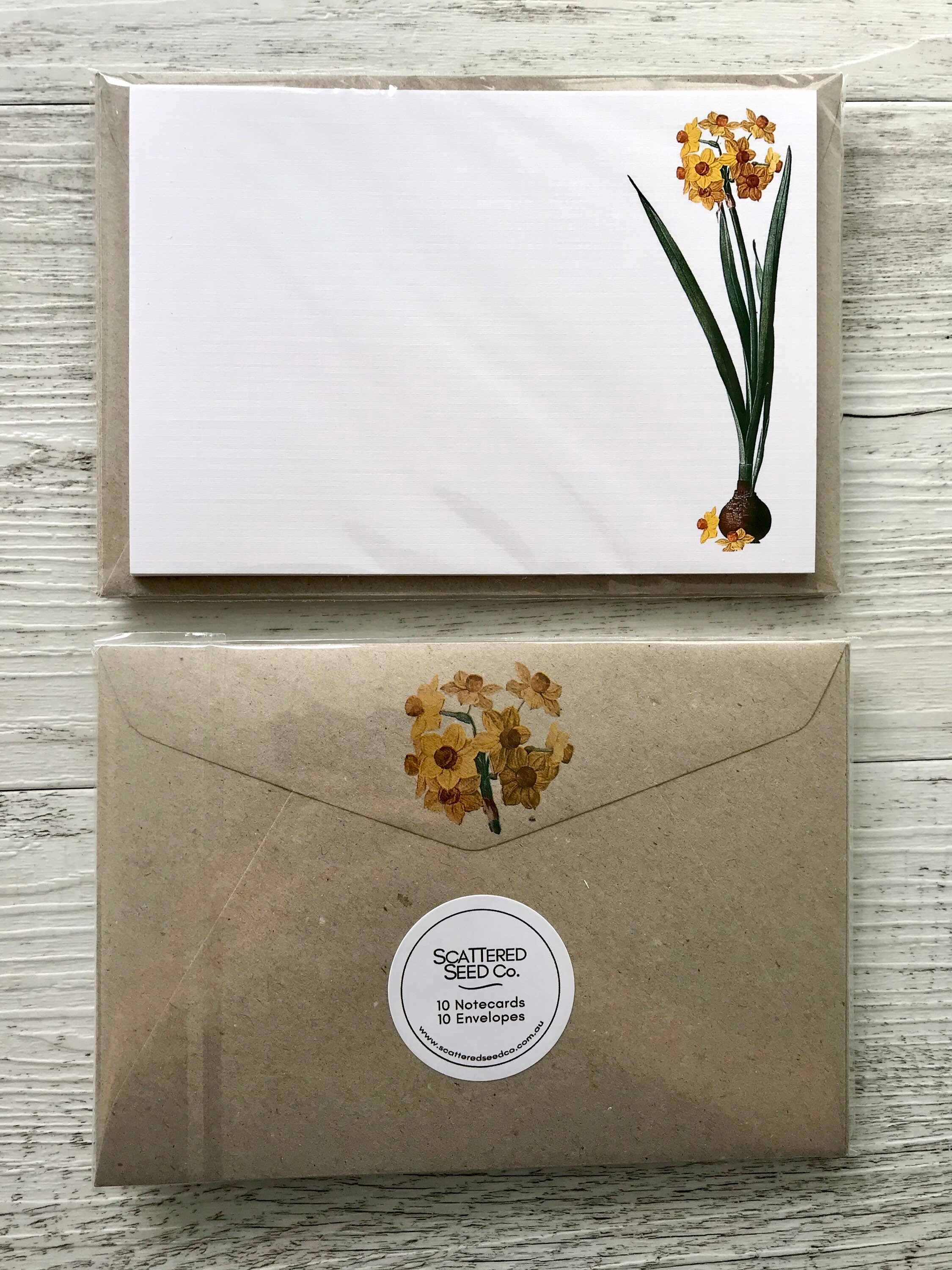 Flat DAFFODILS Notecard Set - Set of 10 - Personalised or Blank ...