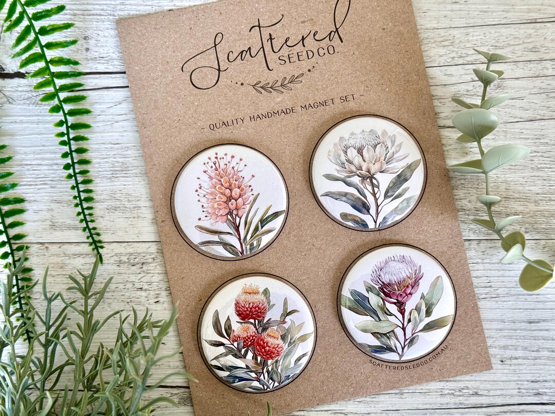 AUSTRALIAN FLORAL Collection Fridge Magnets Set A Australian Flower ...