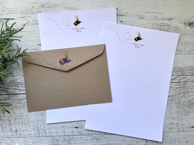 Personalised Writing Paper Set BUMBLE BEE Set of 20 Bee - Etsy