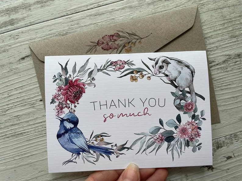 Thank You Cards NATIVE AUSTRALIAN WILDLIFE - Personalised Thank You ...