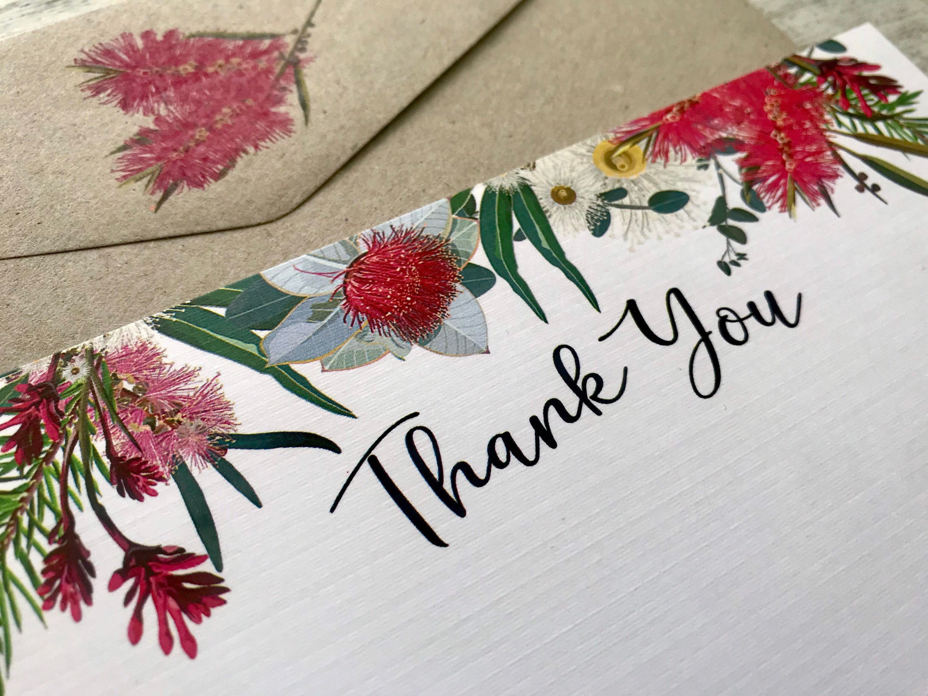 Flat Australian Native Flora THANK YOU Notecards Set of 10 - Etsy Australia