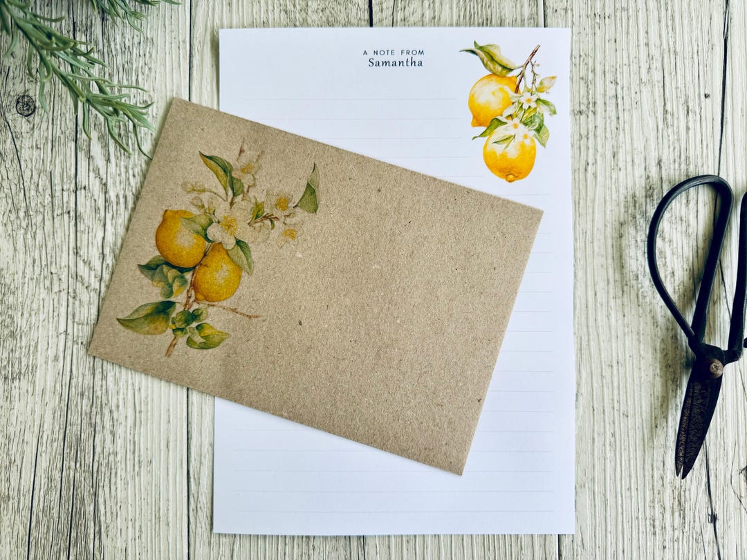 Personalised Writing Paper Set - HANGING LEMONS - Set of 20 - Lemon ...
