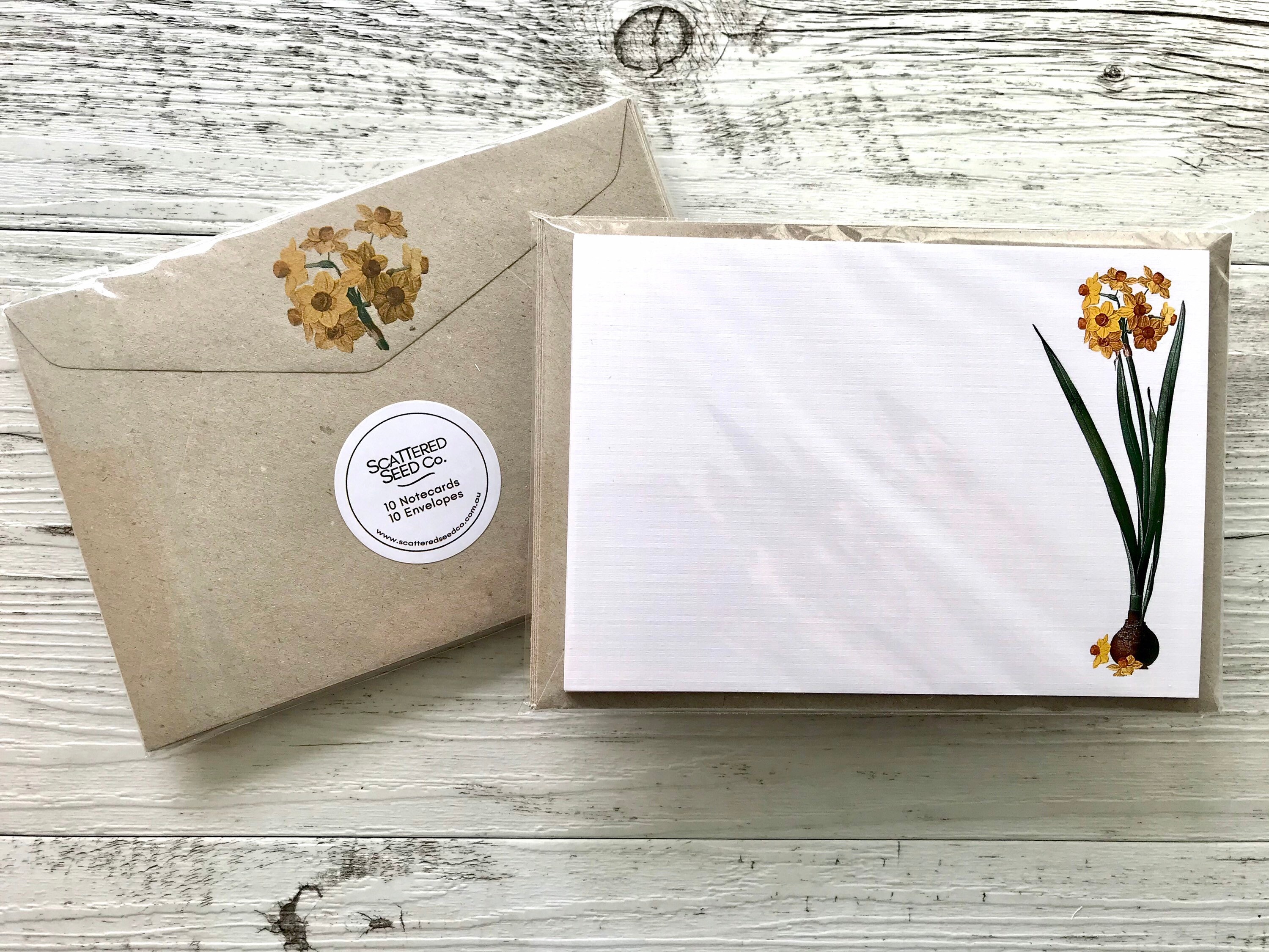 Flat DAFFODILS Notecard Set - Set of 10 - Personalised or Blank ...
