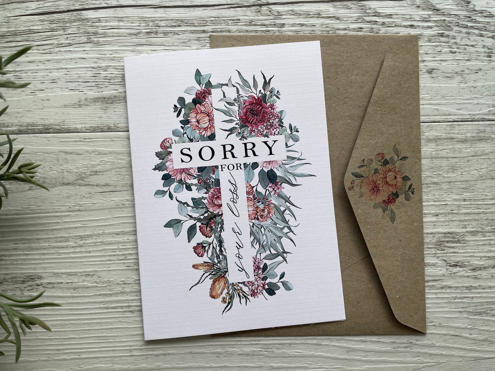 Australian Floral SYMPATHY Cross Cards - Christian SORRY for Your LOSS ...