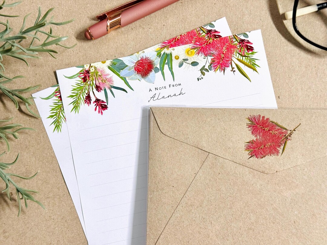 Personalised Writing Paper AUSTRALIAN FLORA Australiana Stationery ...