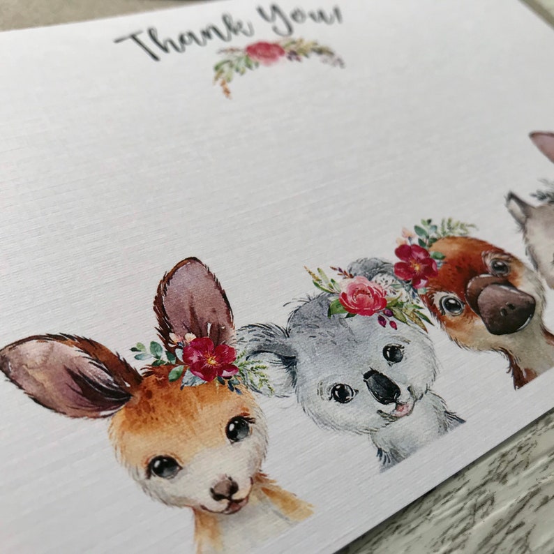 Thank You Floral AUSTRALIAN ANIMALS Notecards Set - Thank You Aussie ...