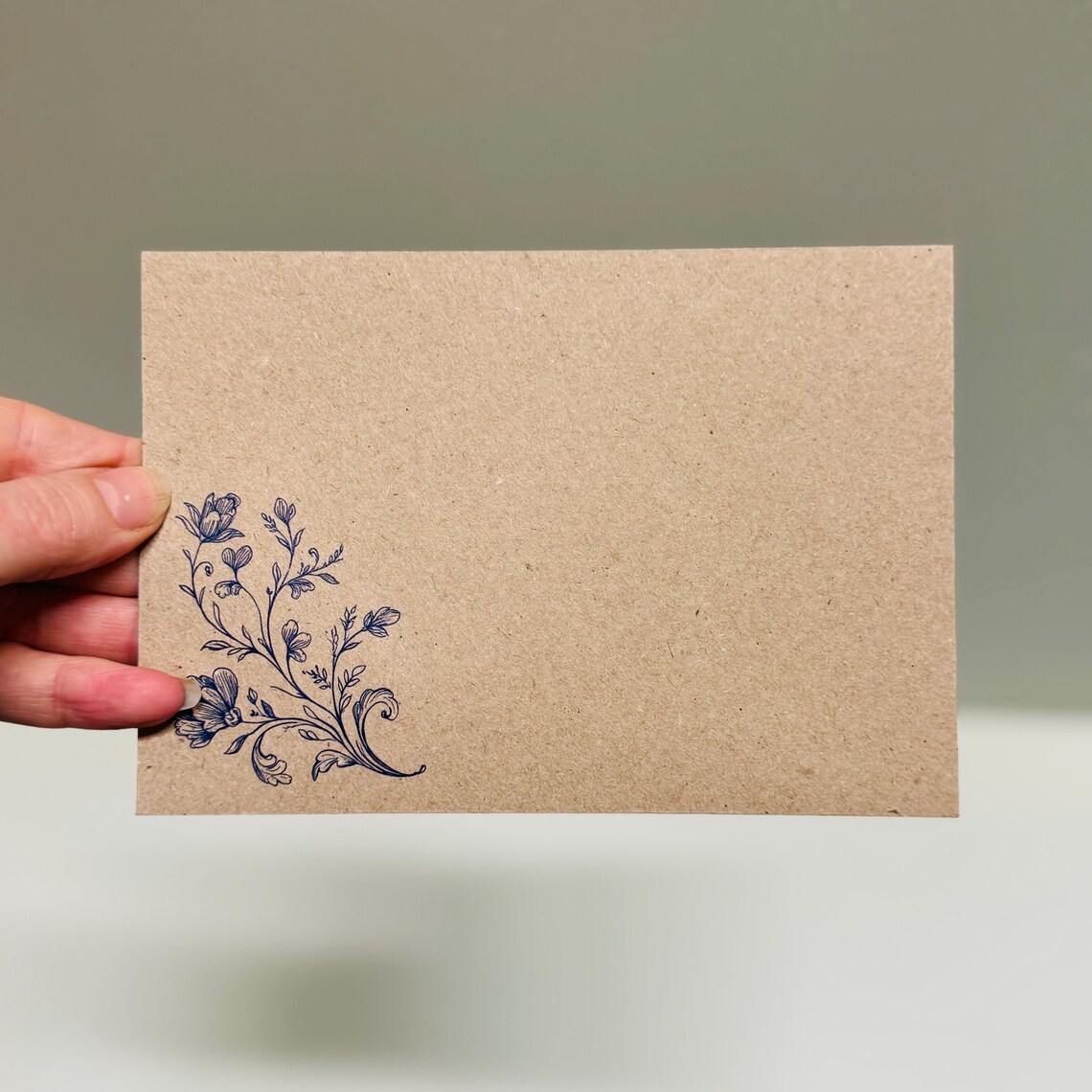 Blue & White Line Art Greeting Cards Blue Florals Set of 4 - Birthday ...