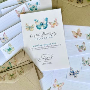 PASTEL BUTTERFLY Collection Writing Paper Set - Insect Themed Notepaper ...