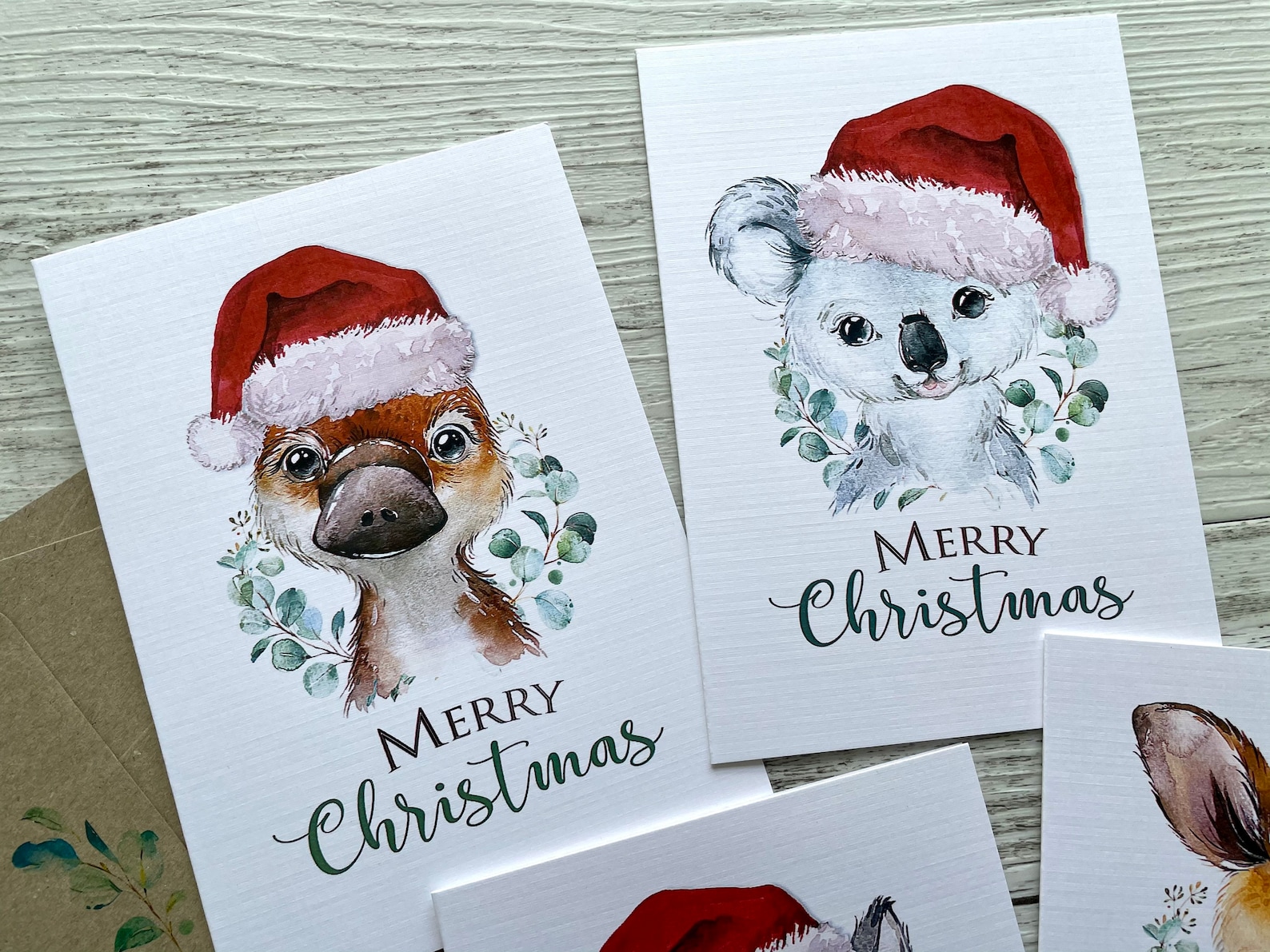 AUSTRALIAN ANIMAL Christmas Cards 4 Assorted Aussie Animals - Etsy