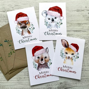 AUSTRALIAN ANIMAL Christmas Cards - 4 Assorted Aussie Animals - Etsy