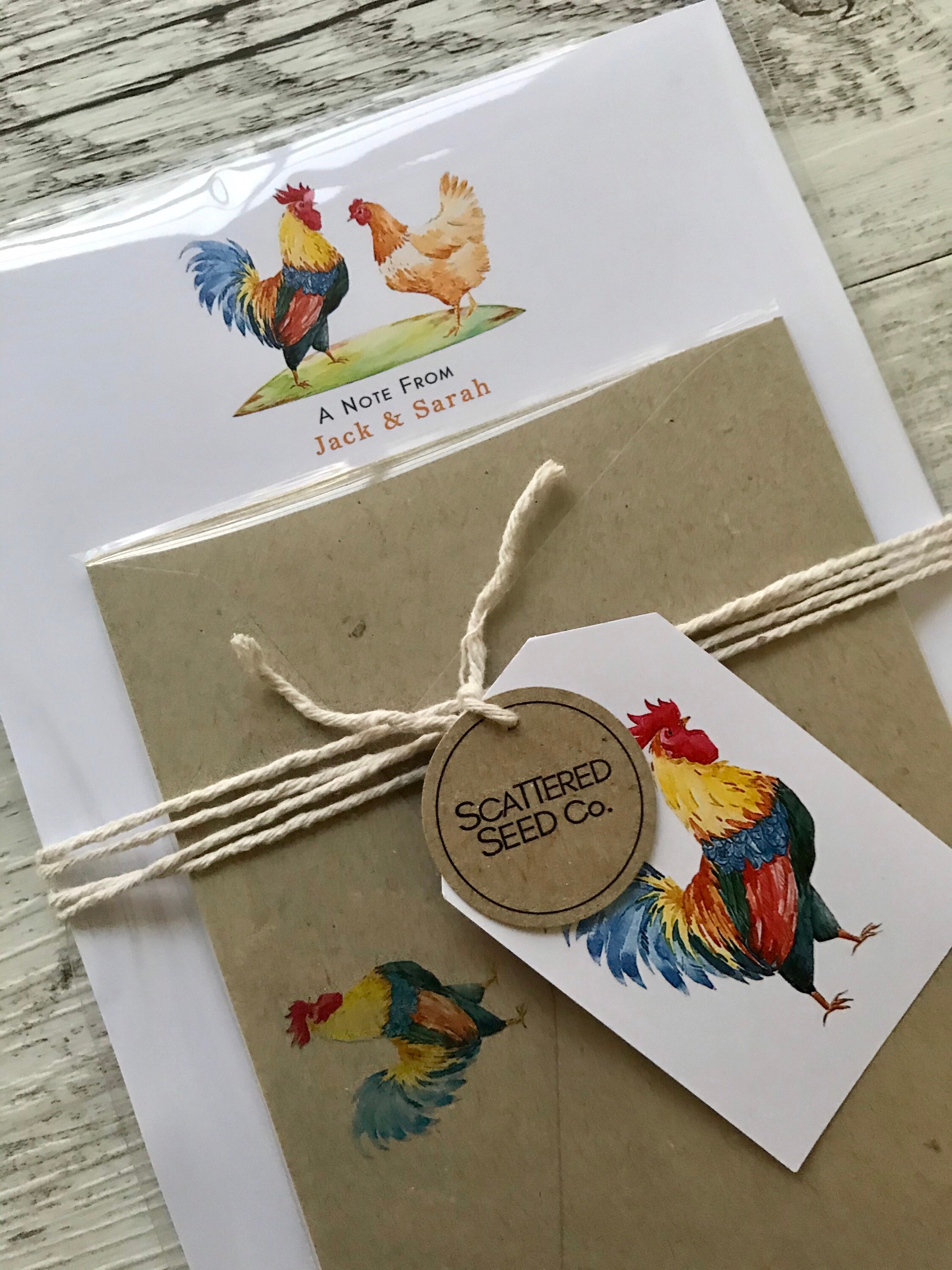 ROOSTER & CHICKEN Personalised Writing Paper Set of 20 | Etsy