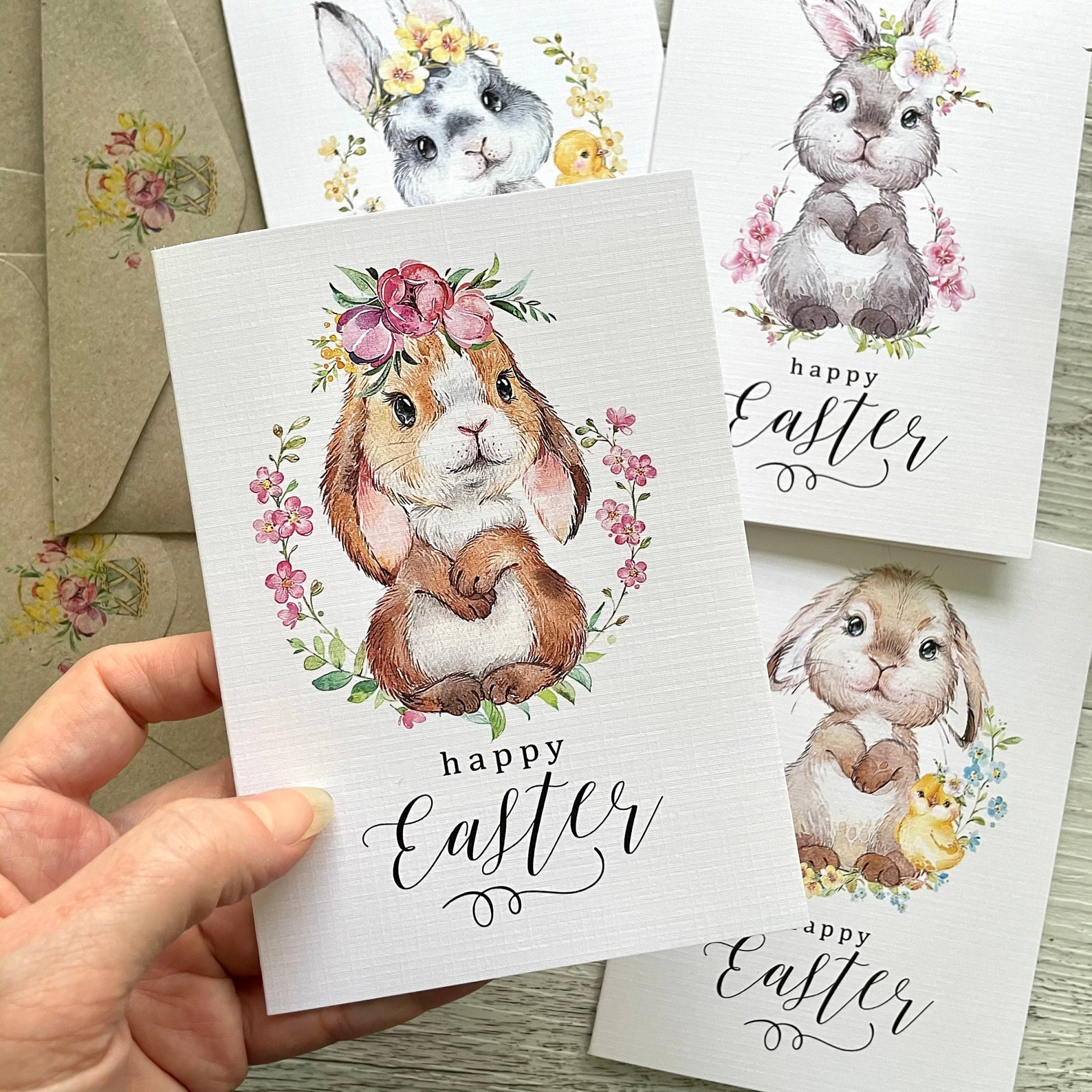 BUNNIES EASTER Cards Set of 4 Assorted Adorable Bunny - Etsy Australia