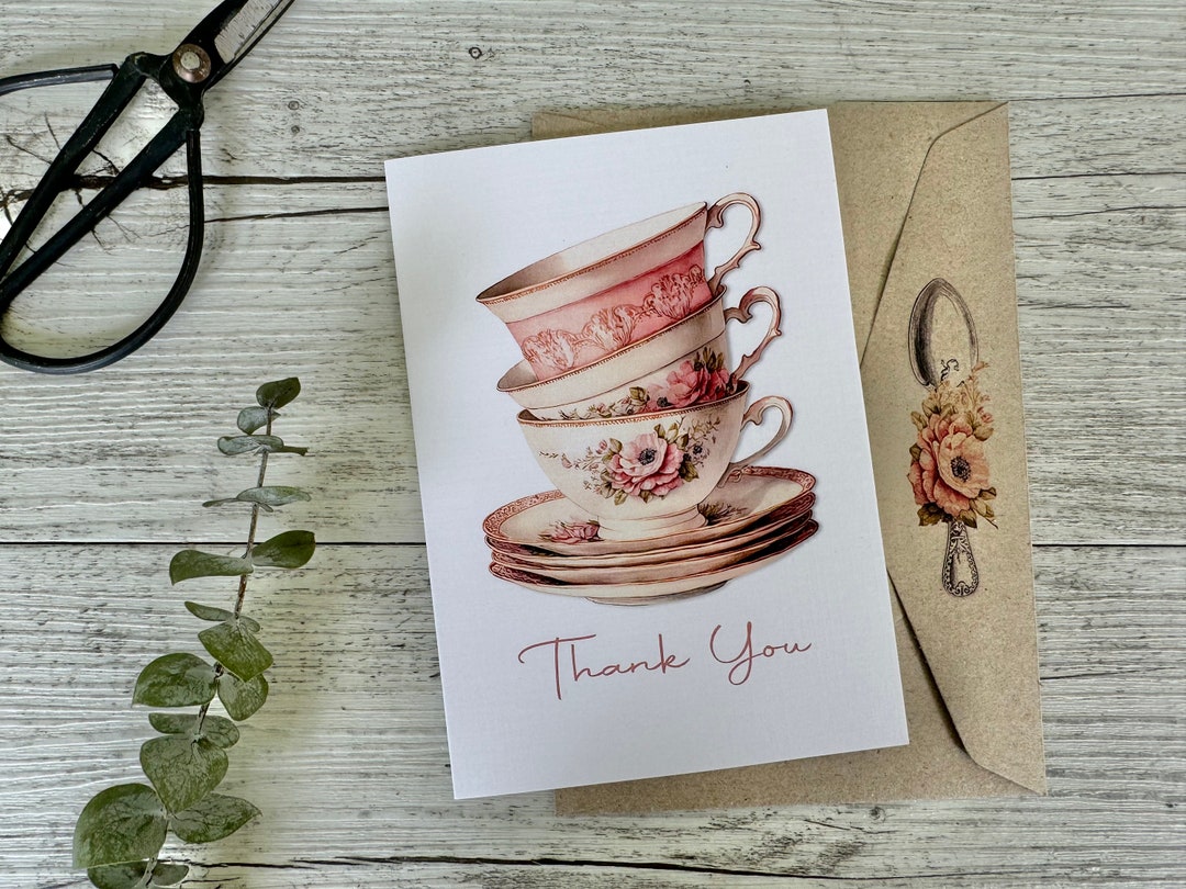 Thank You VINTAGE TEACUP Card - High Tea Card Set - Scattered Seed Co ...