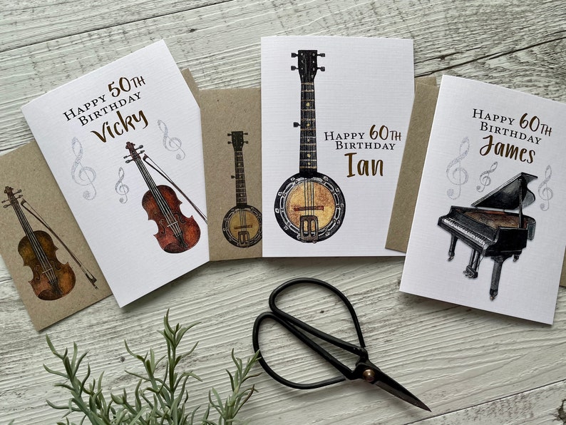 Personalised Musical Instrument Birthday Card Piano Birthday - Etsy