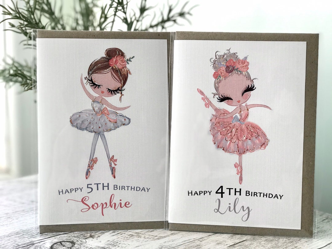 Personalised Birthday Ballerina Card - 4 Assorted Ballet Designs ...