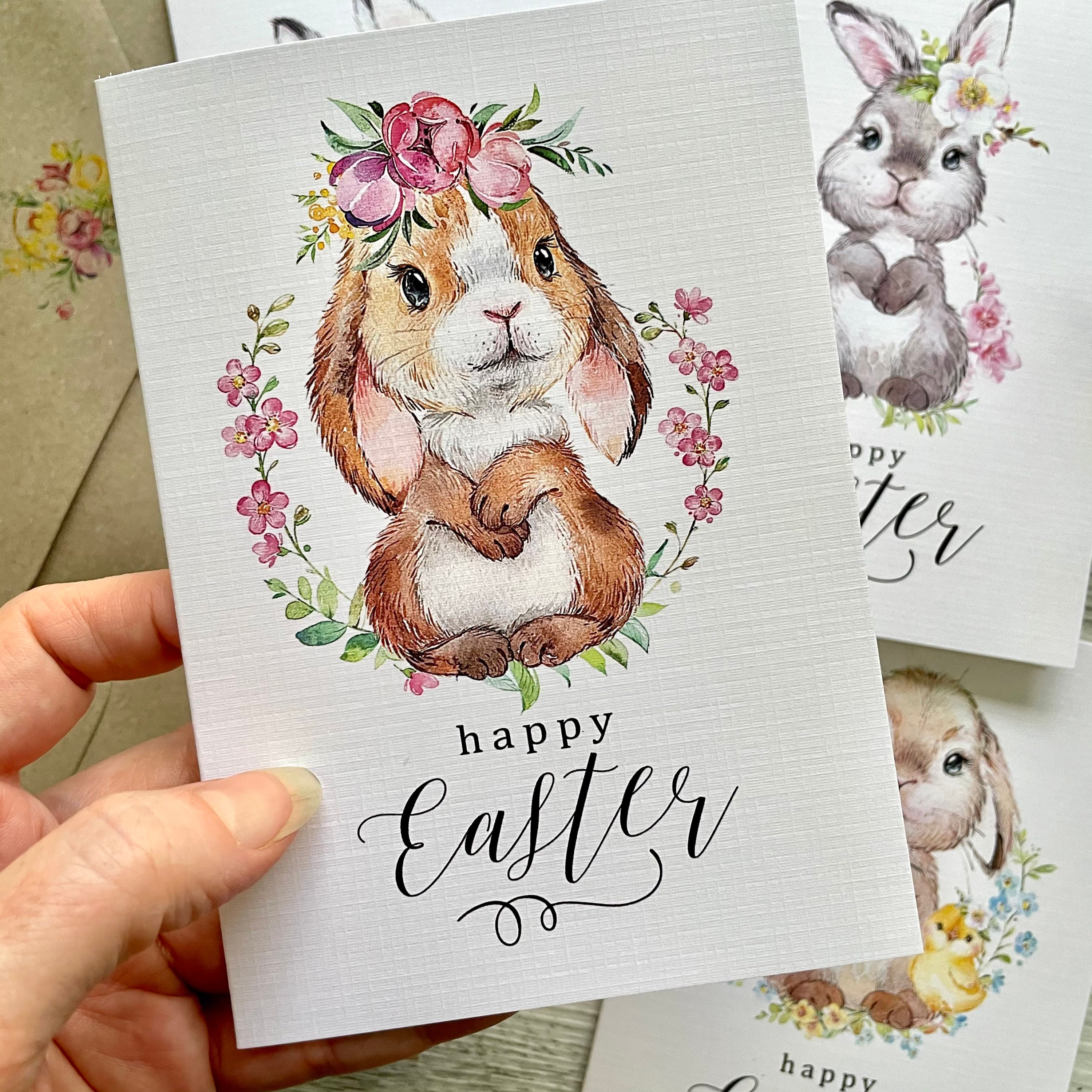 BUNNIES EASTER Cards Set of 4 Assorted Adorable Bunny - Etsy Australia