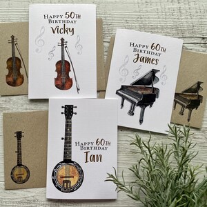 Personalised Musical Instrument Birthday Card - Piano Birthday Card ...