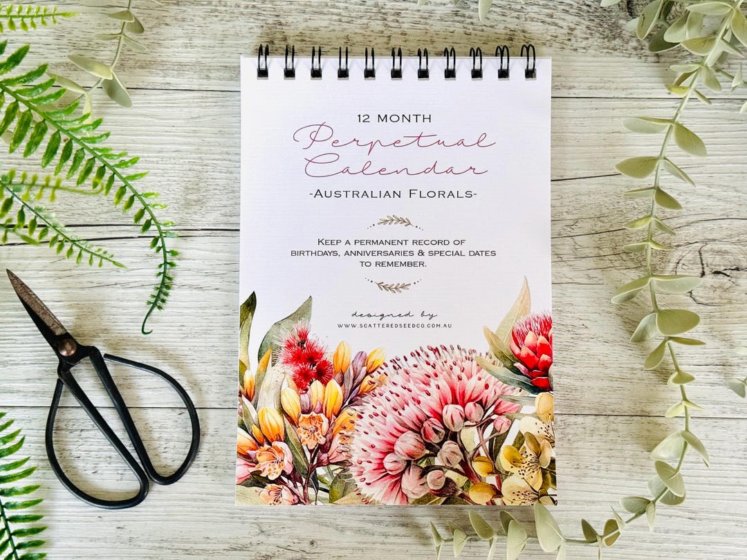 Australian Florals Perpetual Calendar Birthday Record Book Nature Lover ...