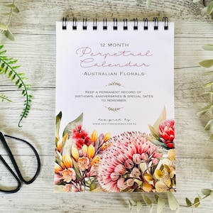Australian Florals Perpetual Calendar Birthday Record Book Nature Lover ...
