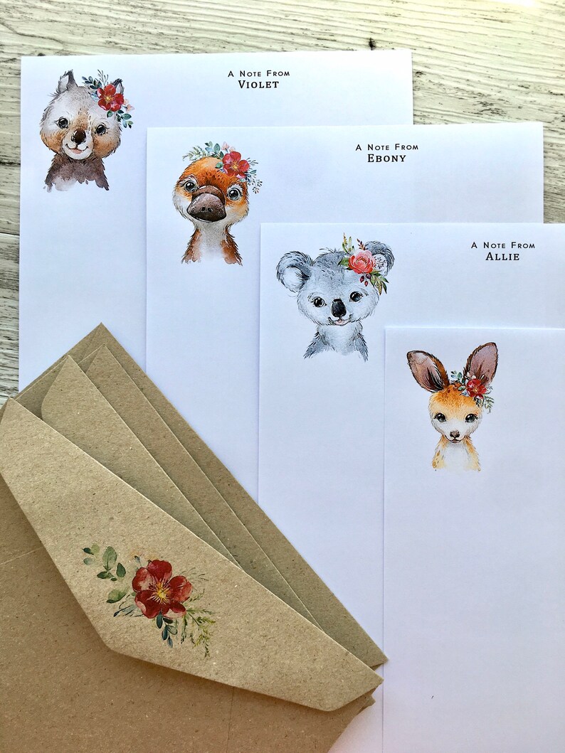Personalised Writing Paper Set AUSTRALIAN ANIMALS Set Of | Etsy