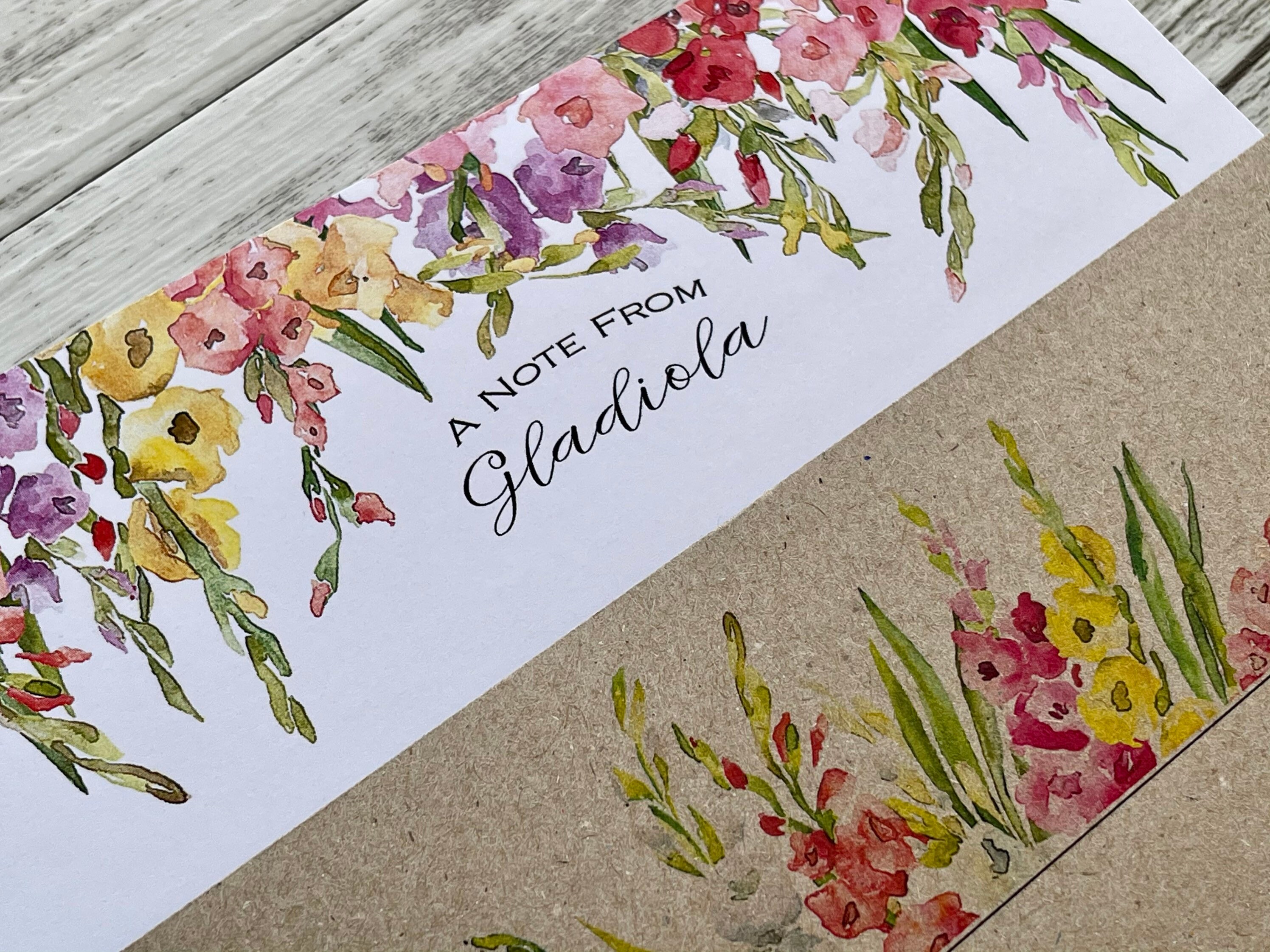 GLADIOLI Personalised Writing Paper Set of 20 - Personalised Notepaper ...