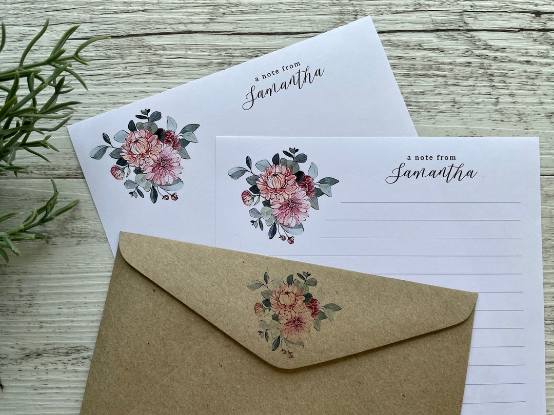 Personalised Writing Paper Set - AUSTRALIAN NATIVE BOUQUET - Set of 20 ...