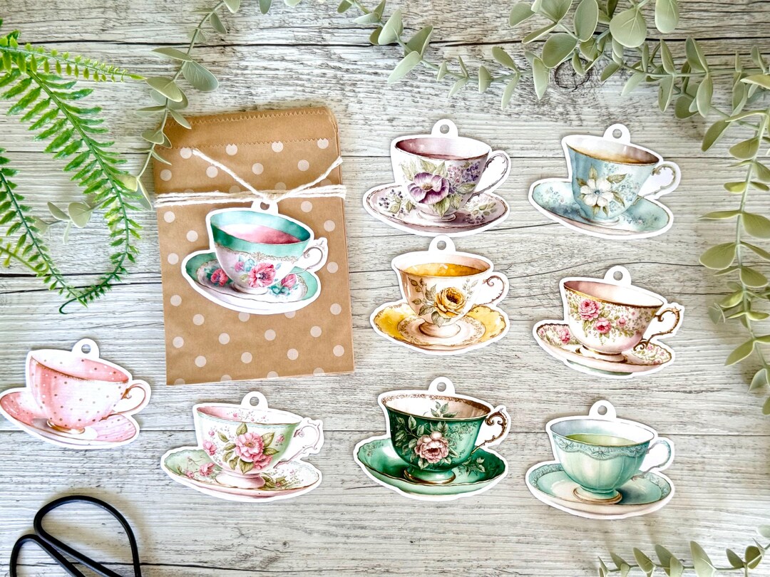 Diecut Vintage Teacup Tags Set of 9 Premium Gift Tags High Tea Cup and ...