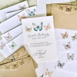 PASTEL BUTTERFLY Collection Writing Paper Set - Insect Themed Notepaper ...