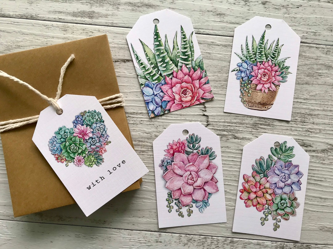SUCCULENTS Gift Tags Set of 10 Succulent Swing Tags Pot Plants Gift ...