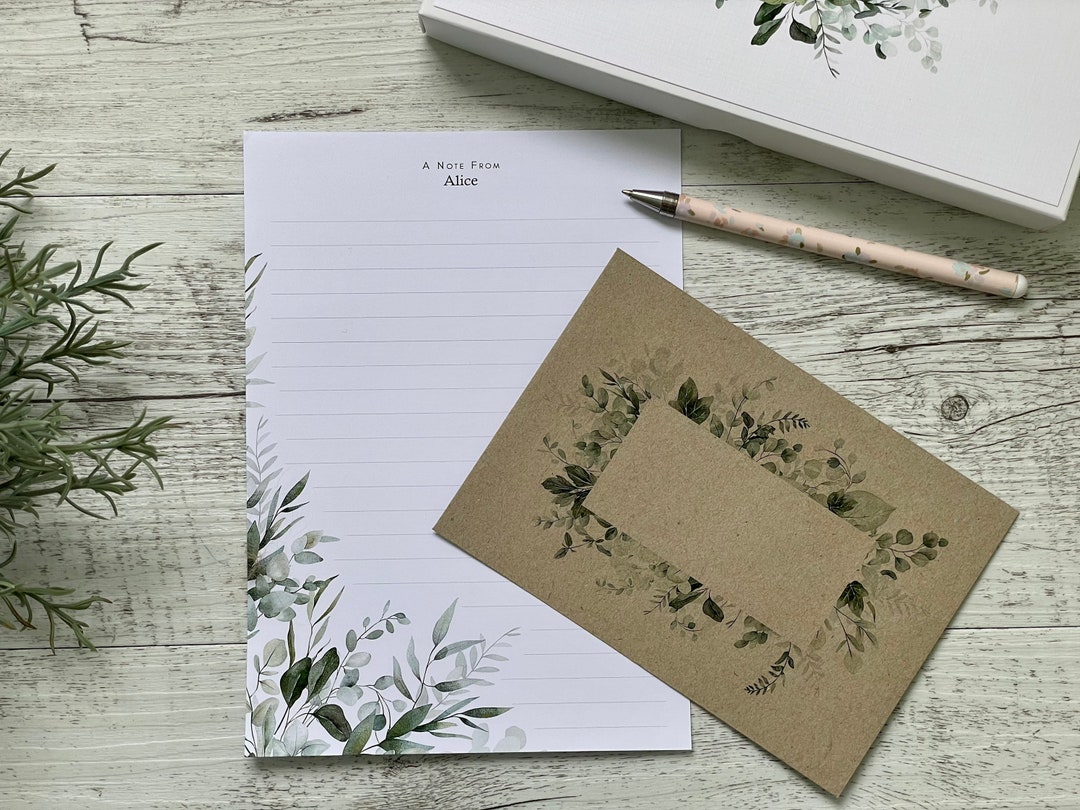 Personalised Writing Paper Set - Foliage & Greenery - Set of 20 ...