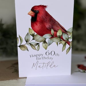 Personalised CARDINAL Birthday Card - CARDINAL BIRD - Customised Bird ...