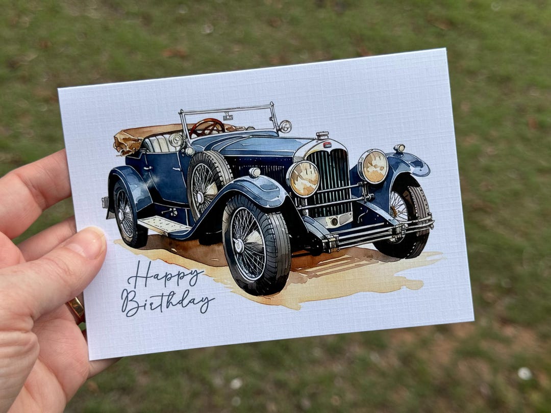 VINTAGE CLASSIC CARS Birthday Card - Old Car Enthusiast Birthday Card ...