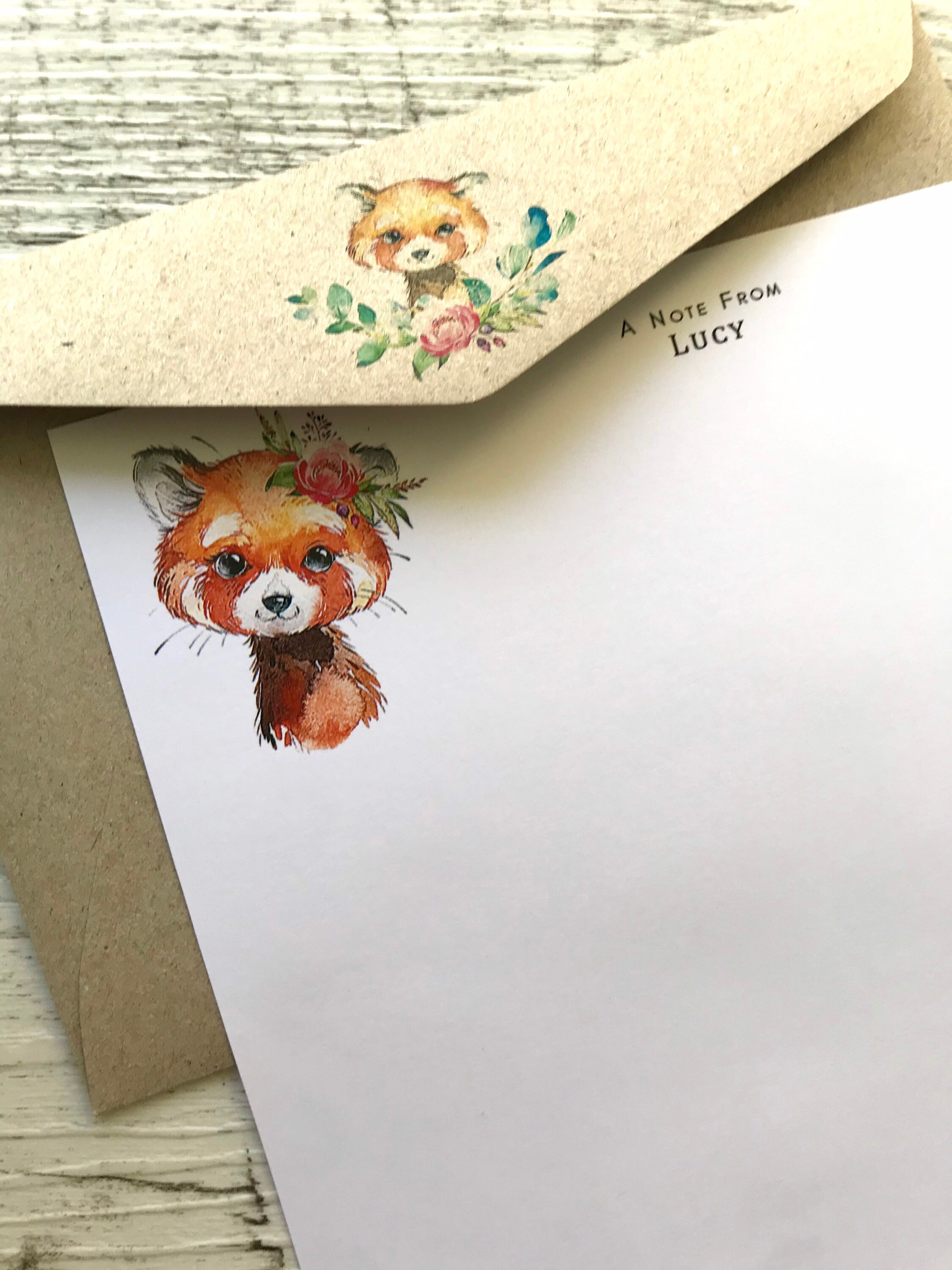 Personalised Writing Paper Set RED PANDA Set of 20 | Etsy