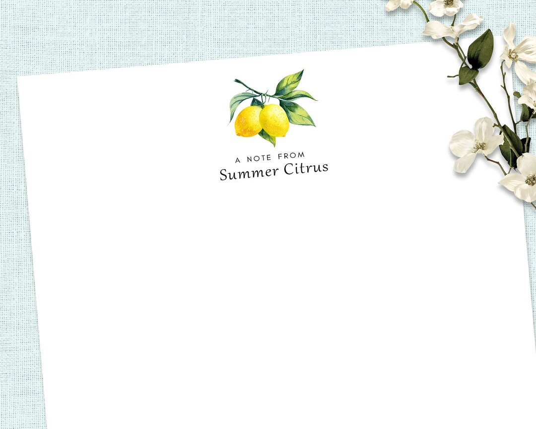Personalised Writing Paper Set - LEMON - Set of 20 - Lemon Personalised ...