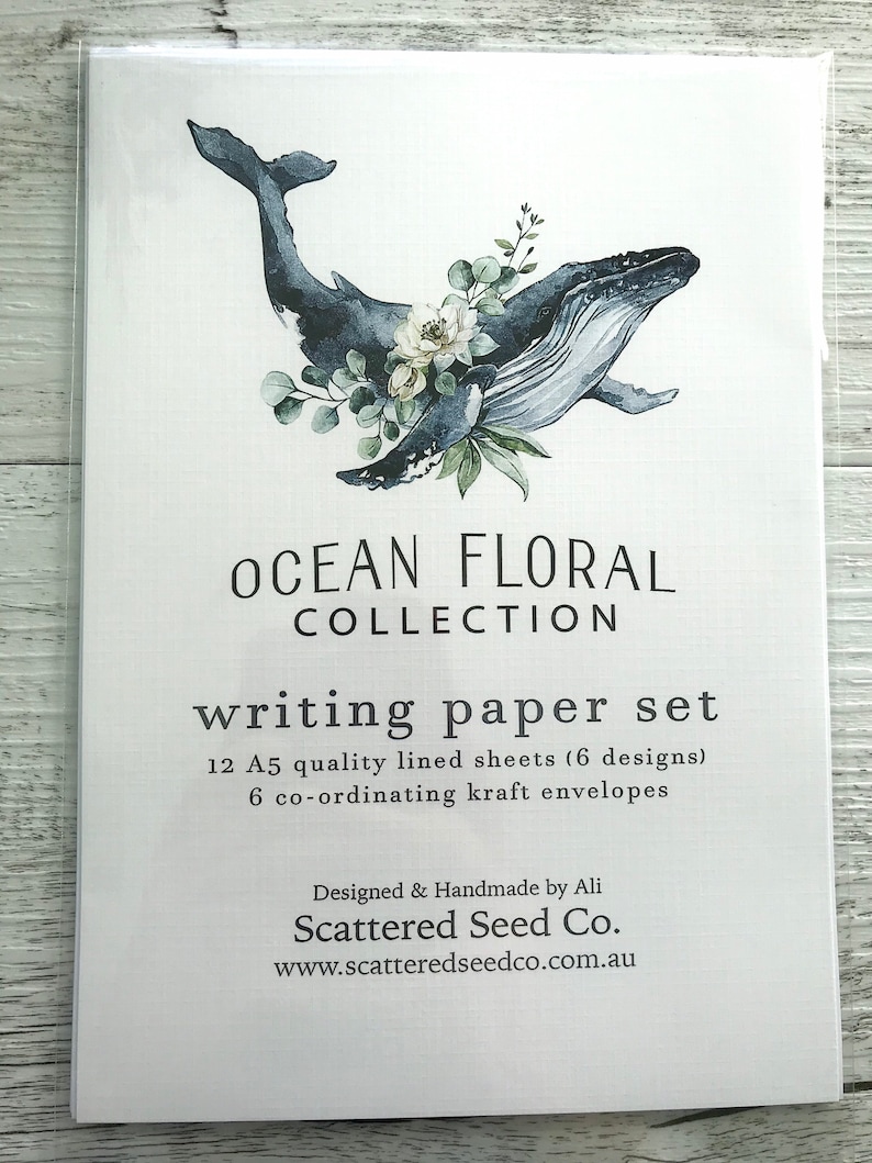 OCEAN FLORAL Collection Writing Paper Set Marine Themed | Etsy