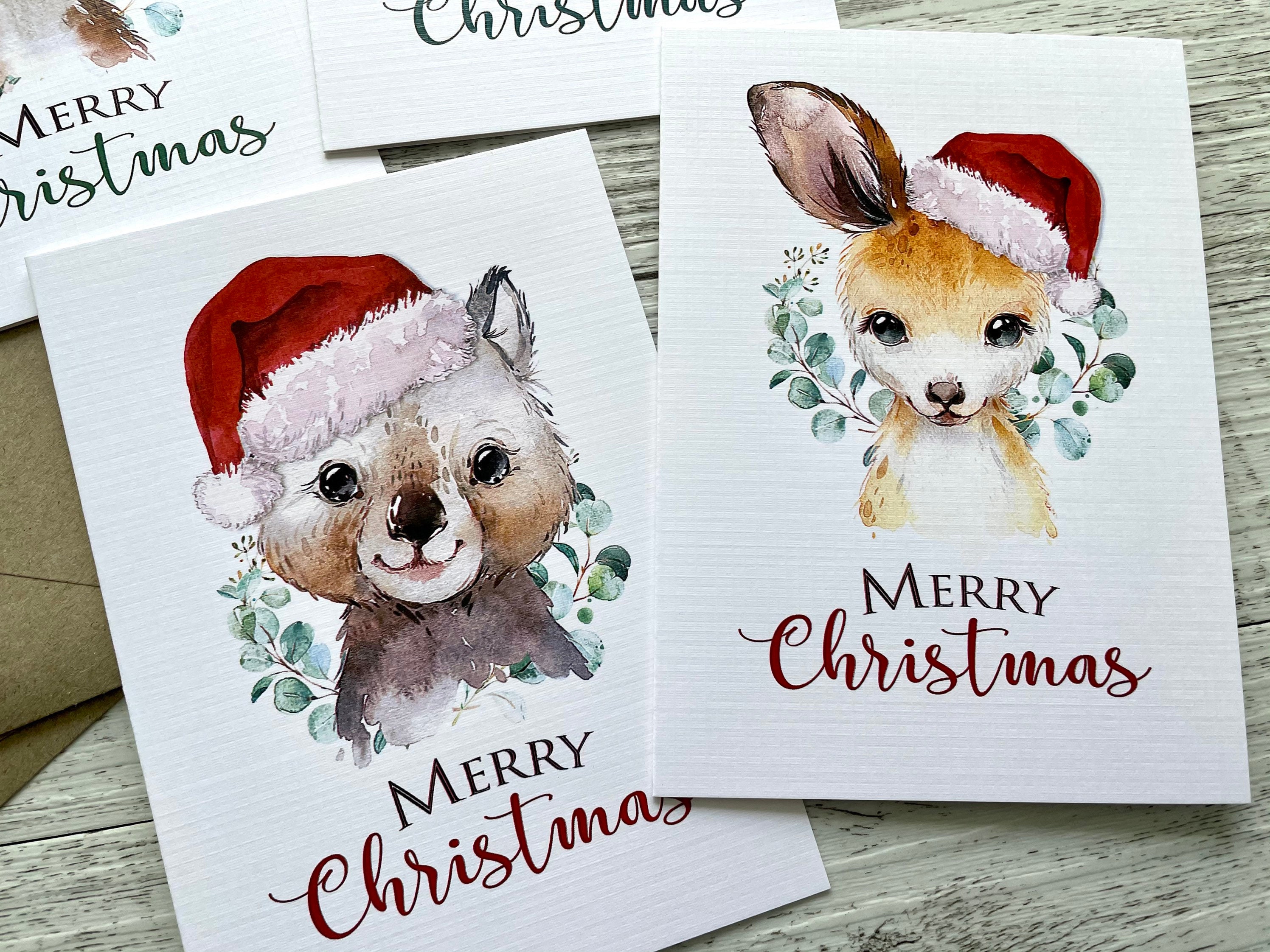 AUSTRALIAN ANIMAL Christmas Cards - 4 Assorted Aussie Animals - Etsy