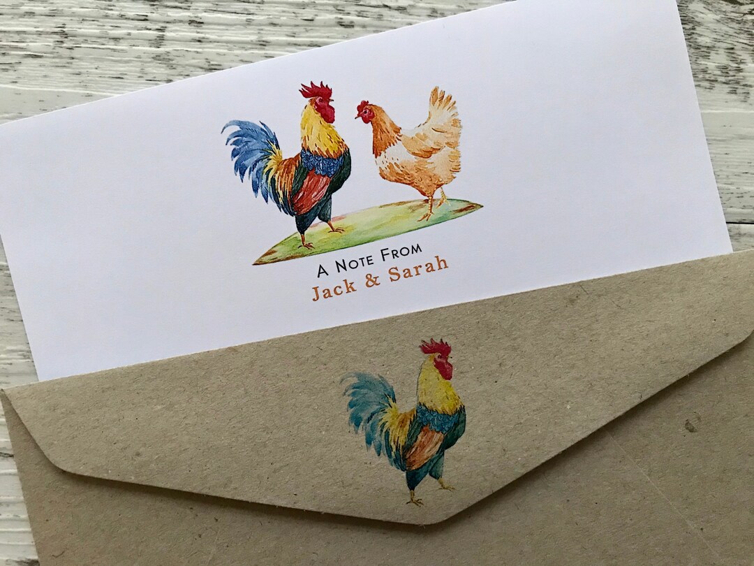 ROOSTER & CHICKEN Personalised Writing Paper Set of 20 - Personalised ...