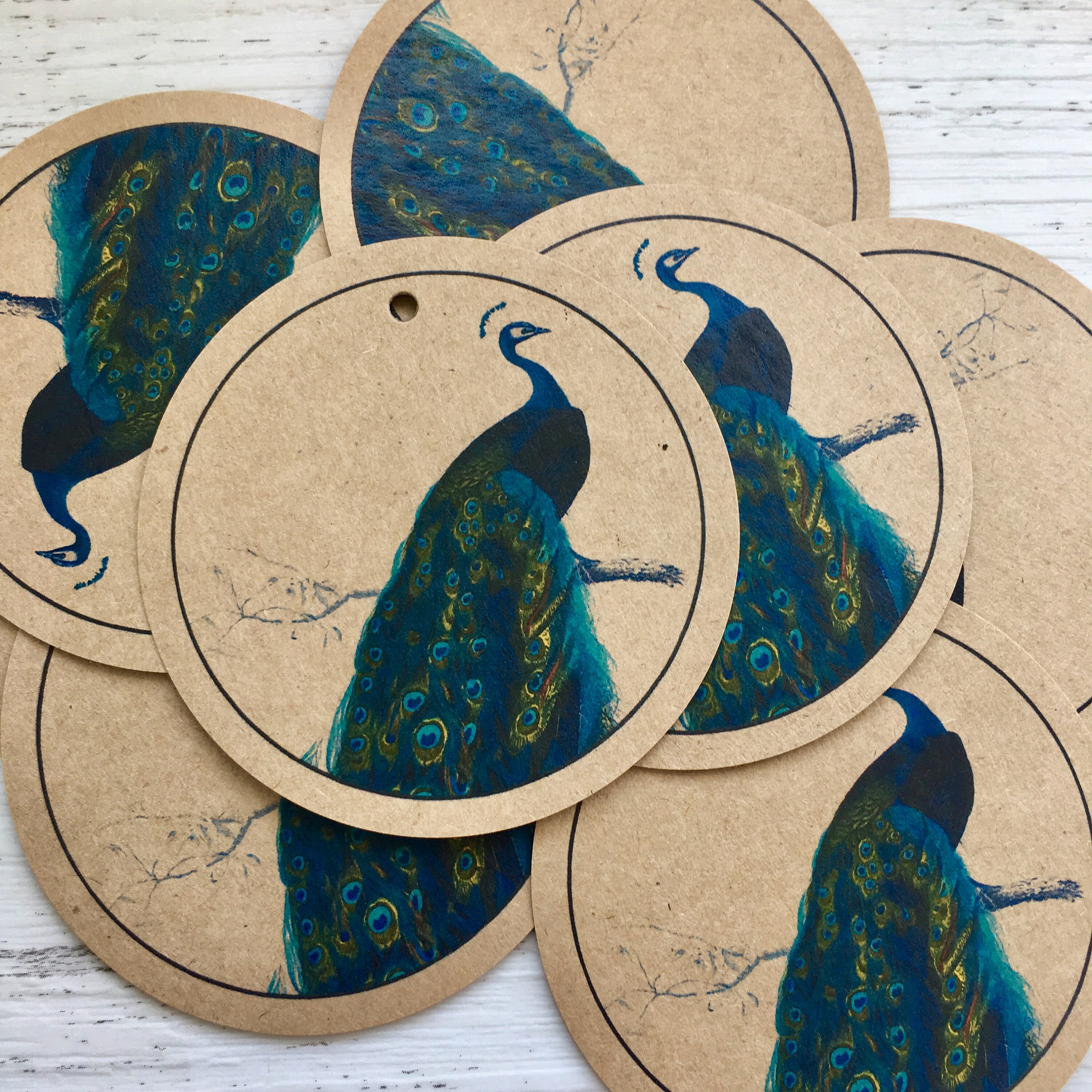 Peacock Gift Tags PEACOCK Round Kraft Peacock Gift Tags - Etsy