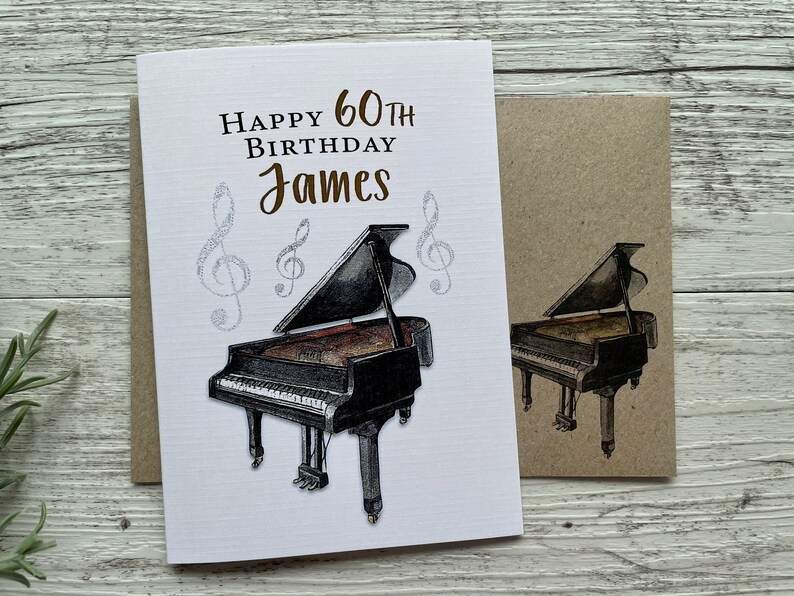Personalised Musical Instrument Birthday Card Piano Birthday - Etsy