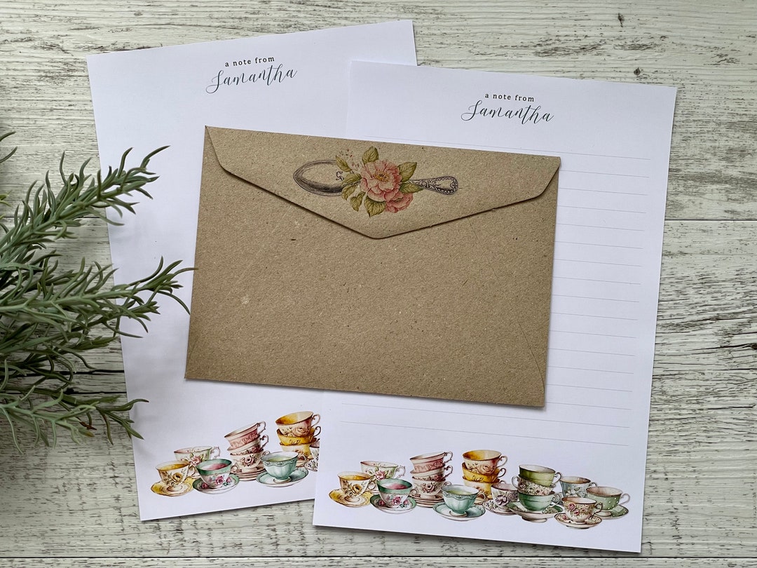 VINTAGE TEACUPS Personalised Writing Paper Set of 20 - High Tea ...