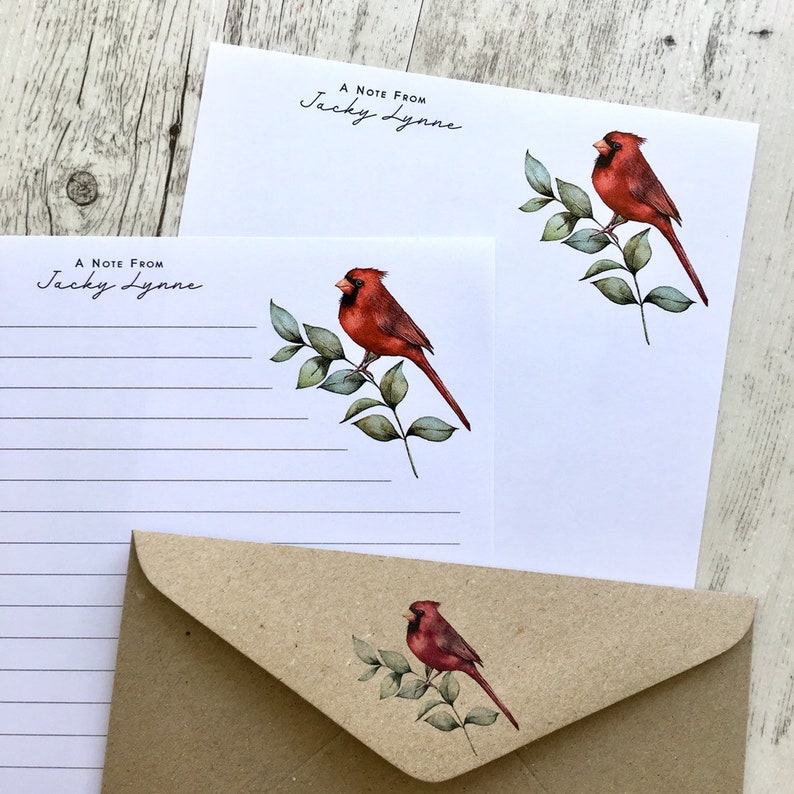 Personalised Writing Paper Set Red CARDINAL Bird Set of 20 - Etsy
