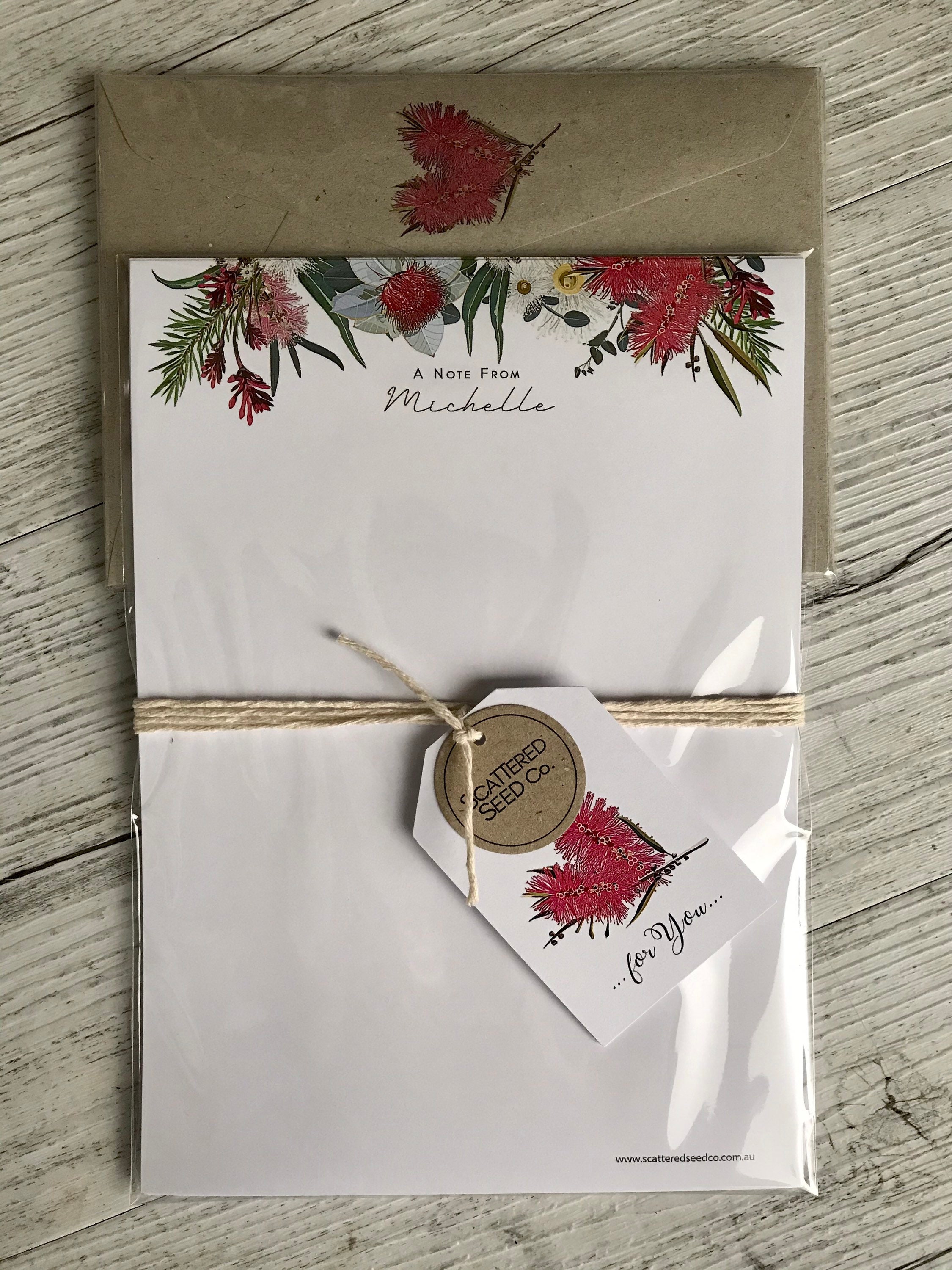 Personalised Writing Paper Set AUSTRALIAN NATIVE FLORA Set - Etsy Australia